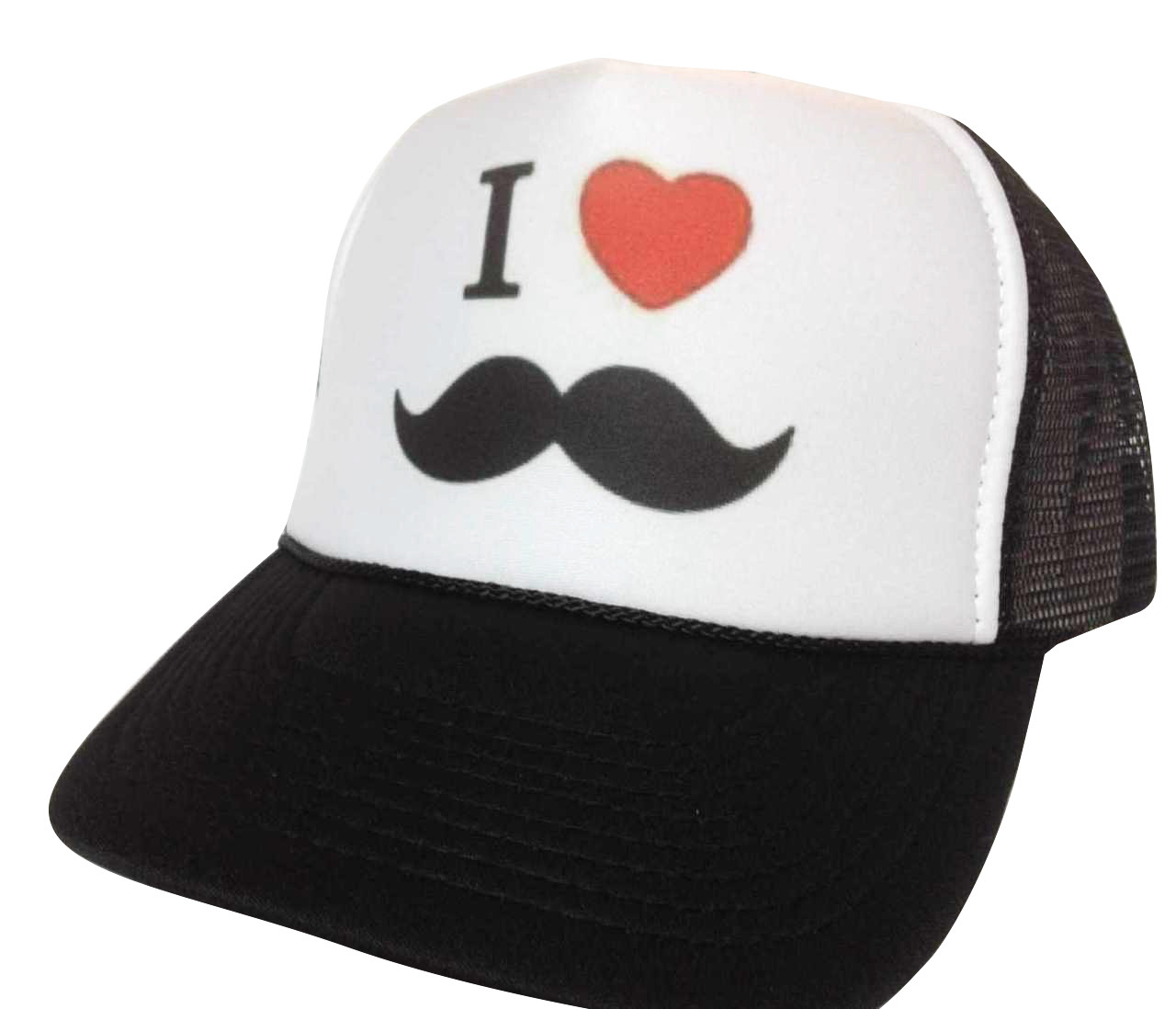 I Love Mustache Hat, Trucker Hat, Trucker Hats, Mesh Hats