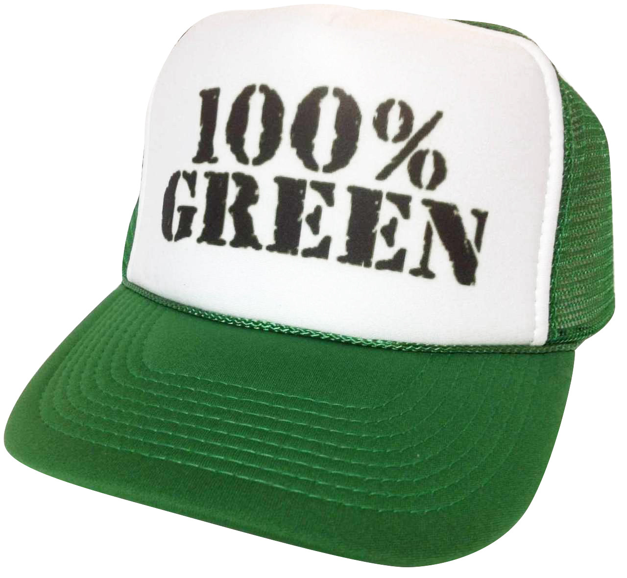 100% Green Trucker Hat, 100% GREEN, Pop Culture, Trucker Hats