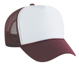 White Frony Maroon Back Hat, Trucker Hat, Blank Hat, Plain Hat