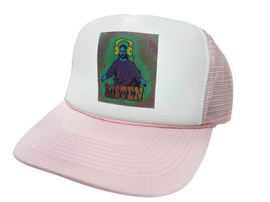 JESUS LISTEN Pink Hat, Trucker Hat, HEY! Hats, Mesh Hats