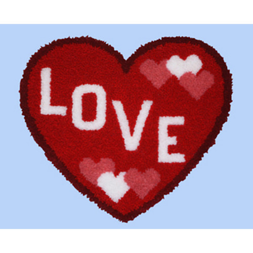 Love Heart Shaped Latch Hook Rug Kit