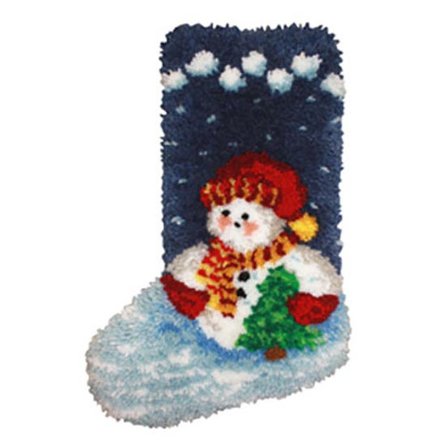 Roly Poly Snowman Latch Hook Christmas Stocking Kit