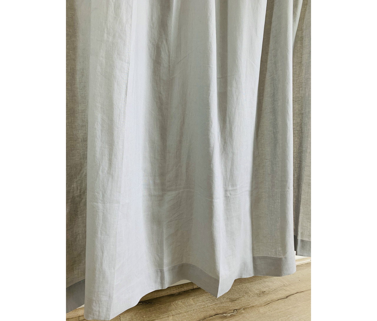 Coin Grey Linen Shower Curtain