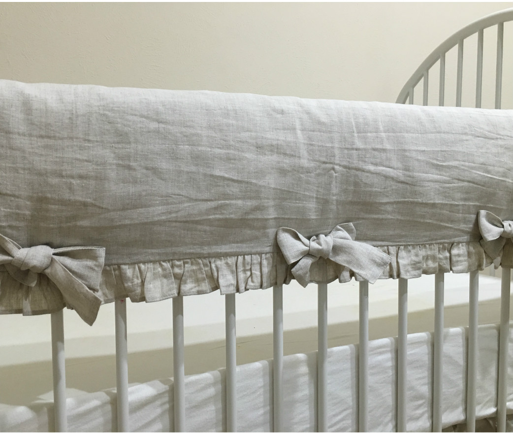 Natural Linen Ruffle Rectangular Rail Cover | Handcrafted by Superior ...