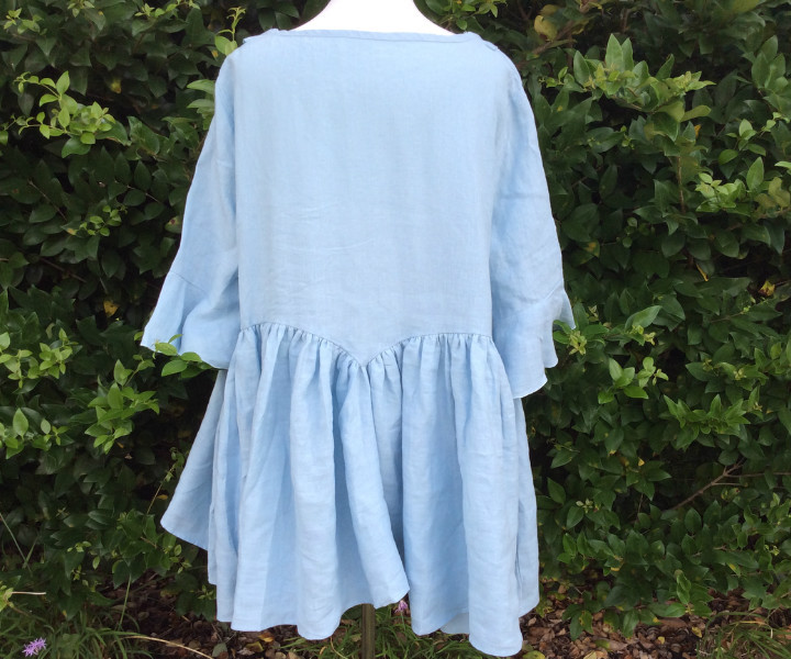 rench Blue Linen tunic dress | Handmade by Superior Custom Linens