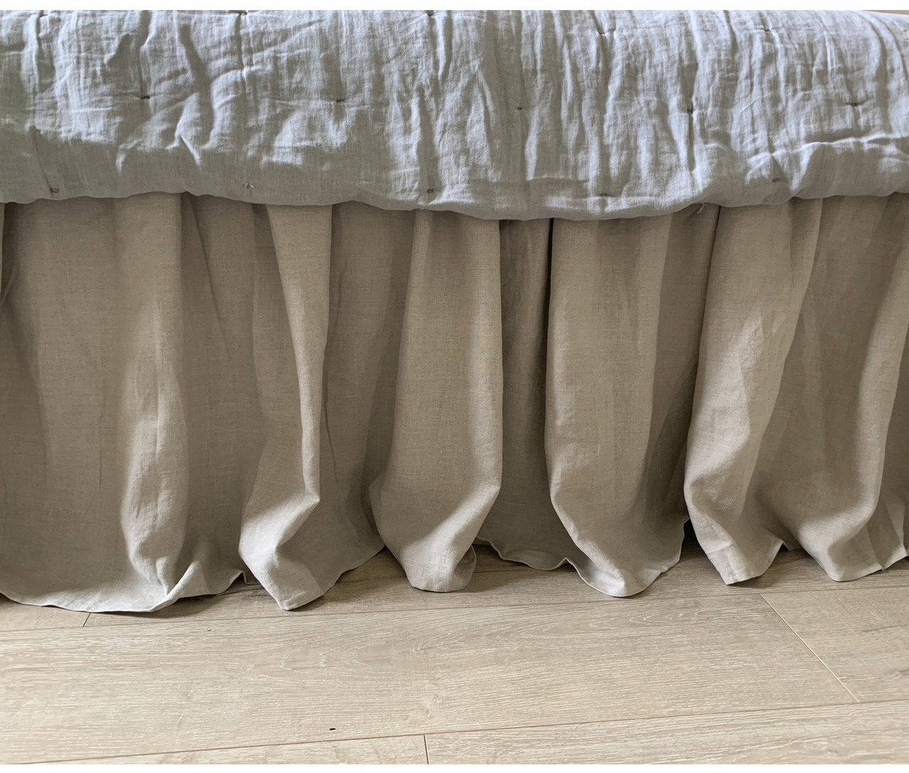 Natural Linen Dust Ruffle in Dark Shade | Handcrafted by Superior ...