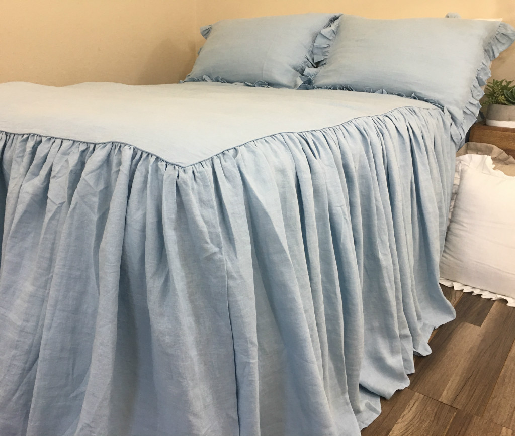 Blue Linen Bedspread | Handcrafted by Superior Custom Linens