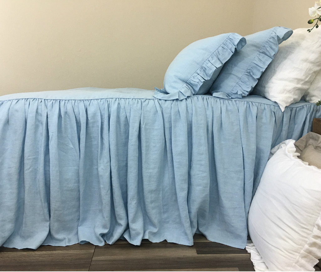 Blue Linen Bedspread | Handcrafted by Superior Custom Linens
