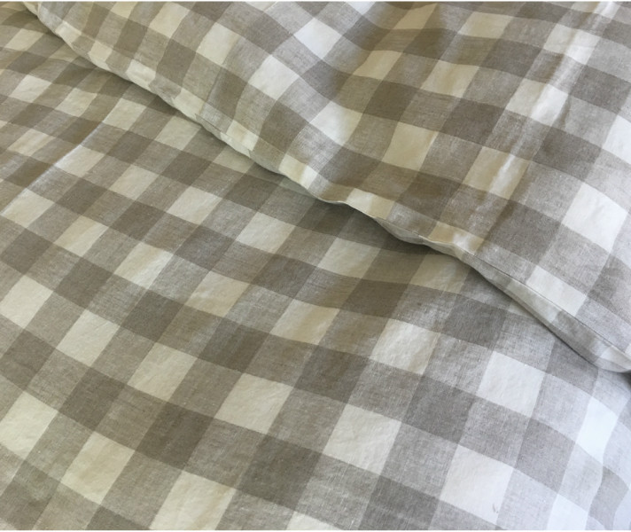 Buffalo Check Plaid Duvet Cover in Natural Linen | Handcrafted by ...