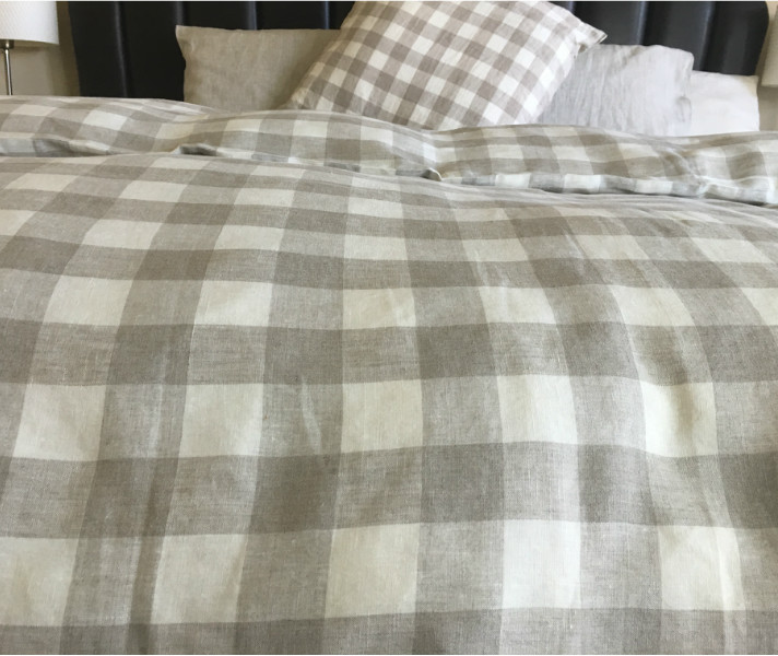 Buffalo Check Plaid Duvet Cover in Natural Linen | Handcrafted by ...