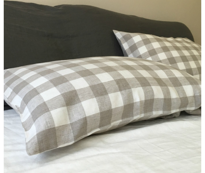 Buffalo Check Plaid Duvet Cover in Natural Linen | Handcrafted by ...