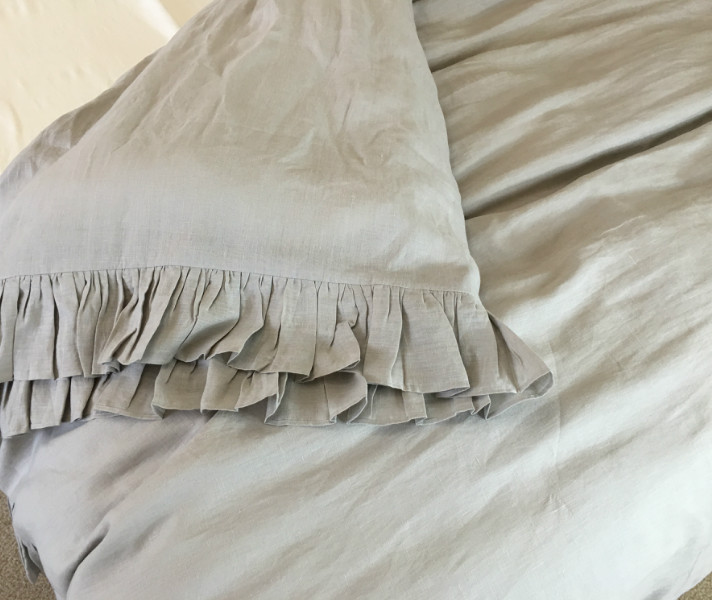 Stone Grey Ruffle Duvet Cover | Handcrafted by Superior Custom Linens