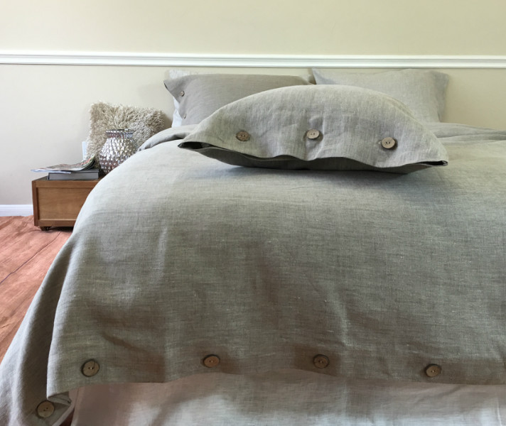 DARK LINEN Duvet Cover Button Closure | Handmade by Superior Custom Linens