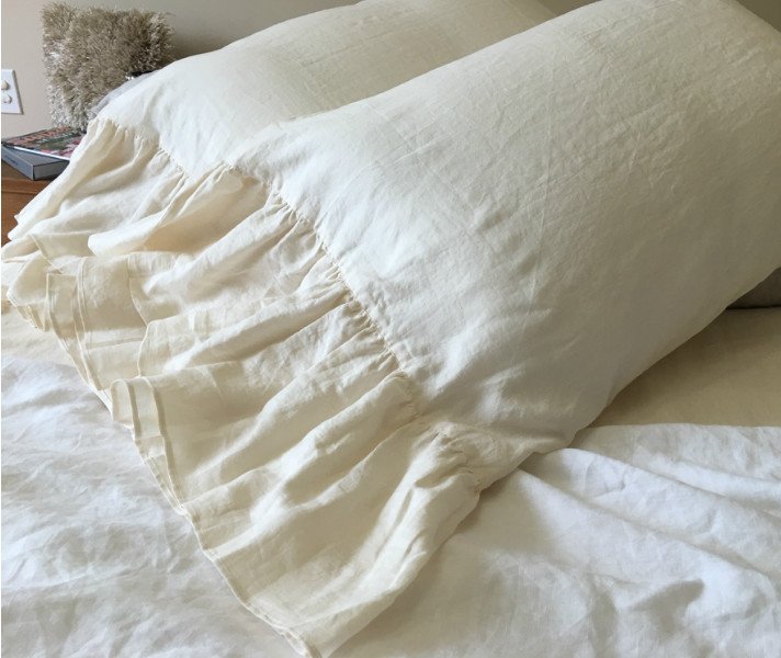 CREAM Mermaid Long Ruffle Pillow Cases | Handcrafted by ...