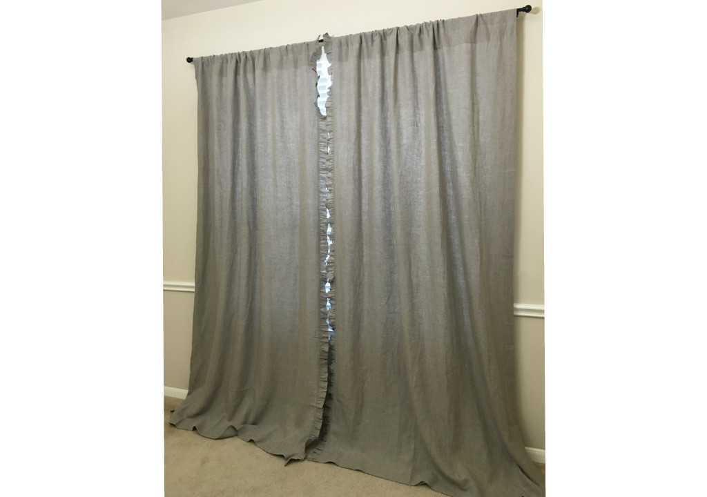 Natural Linen Curtains with Leading Edge Ruffles - White, Grey, Cream ...