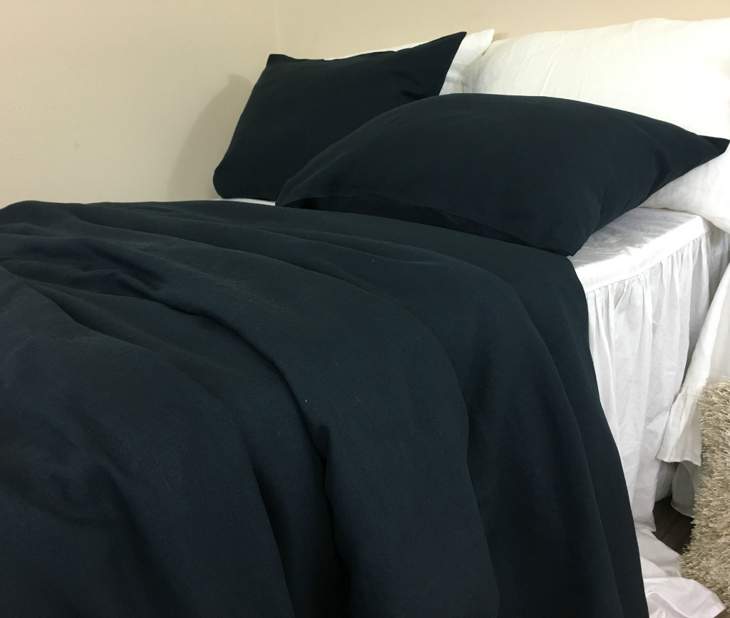 Black Linen Duvet Cover，Available in Twin, Full, Queen, King, Calif ...
