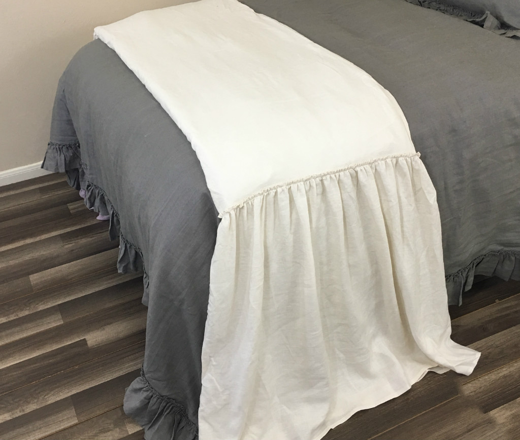 Linen Long Ruffle Bed Scarf, Bed Runner, Multiple Colors, Awe so adorable!