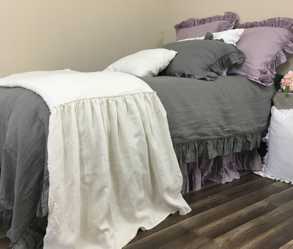 Linen Long Ruffle Bed Scarf, Bed Runner, Multiple Colors, Awe so adorable!