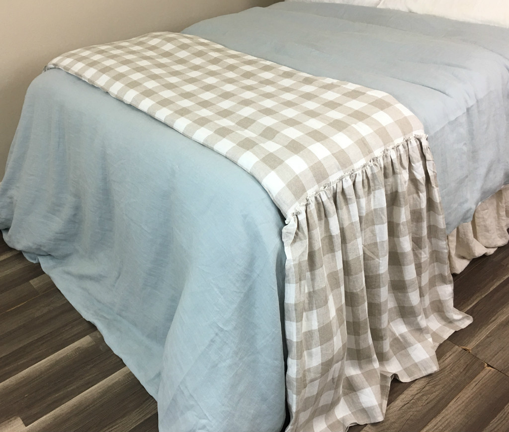 Linen Long Ruffle Bed Scarf, Bed Runner, Multiple Colors, Awe so adorable!