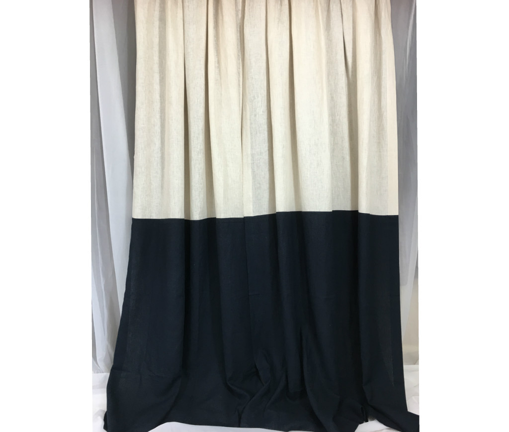 Color Block Curtains, Natural Linen Color Block Curtains – Multiple ...