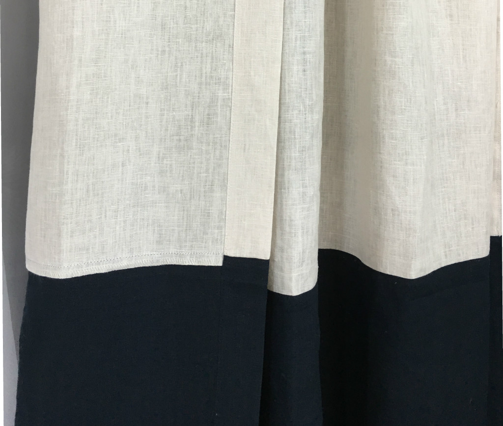 Color Block Curtains, Natural Linen Color Block Curtains – Multiple ...