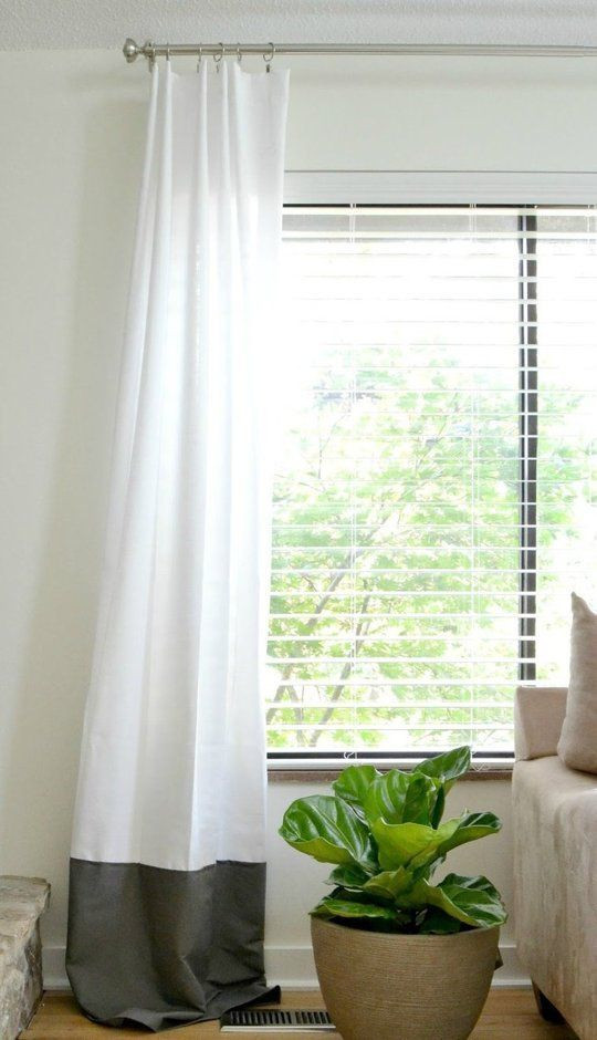 Color Block Curtains, Natural Linen Color Block Curtains – Multiple ...