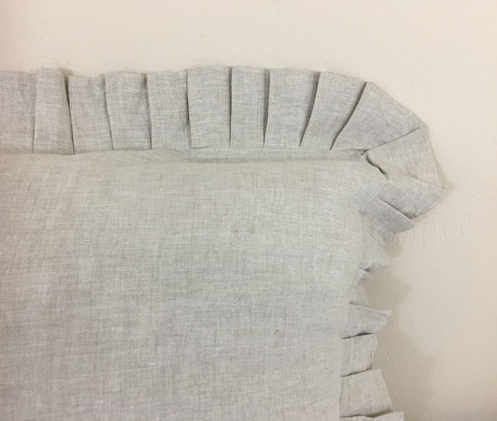 Linen Pleated Ruffle Euro Sham Cover with Wooden Buttons, homey buttons ...