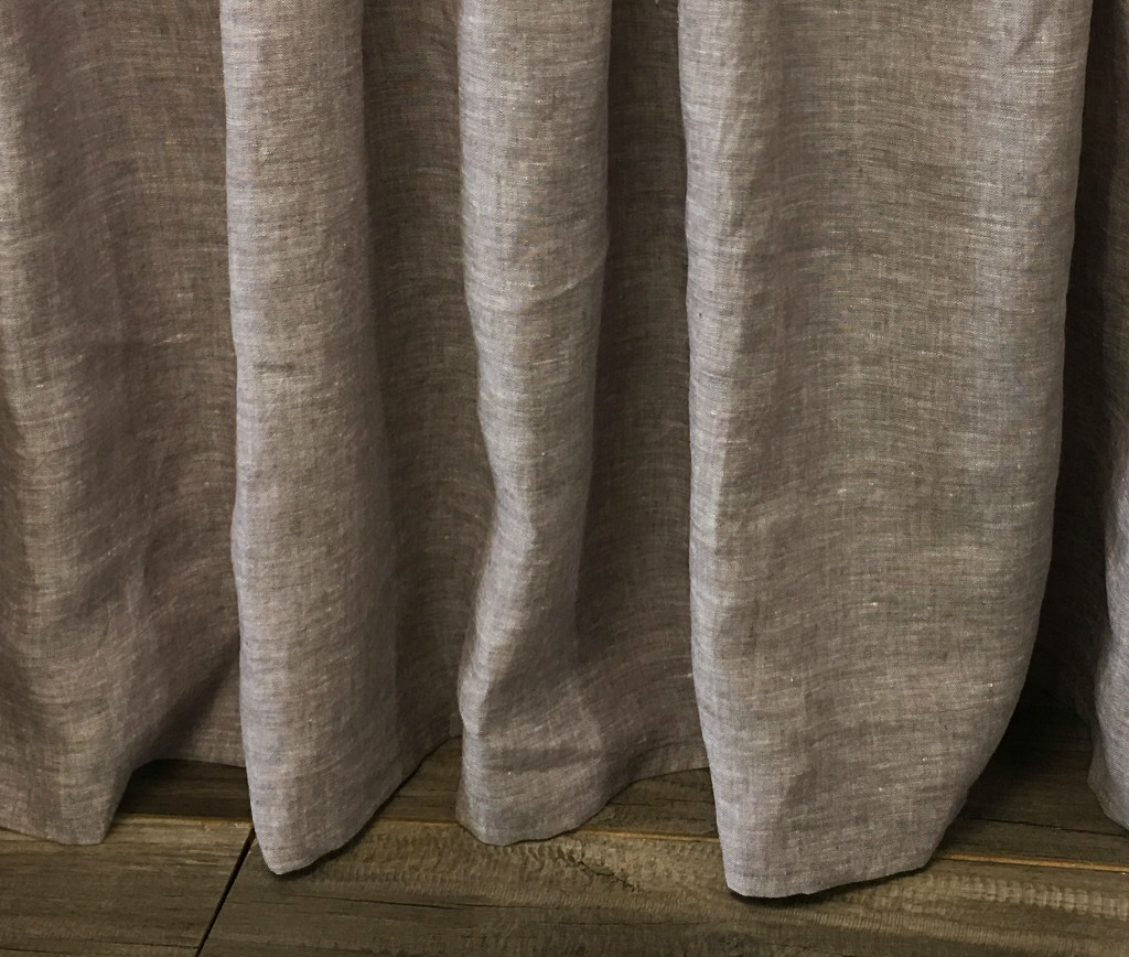 Chambray Raspberry Linen Bed Skirt, Gathered Ruffle
