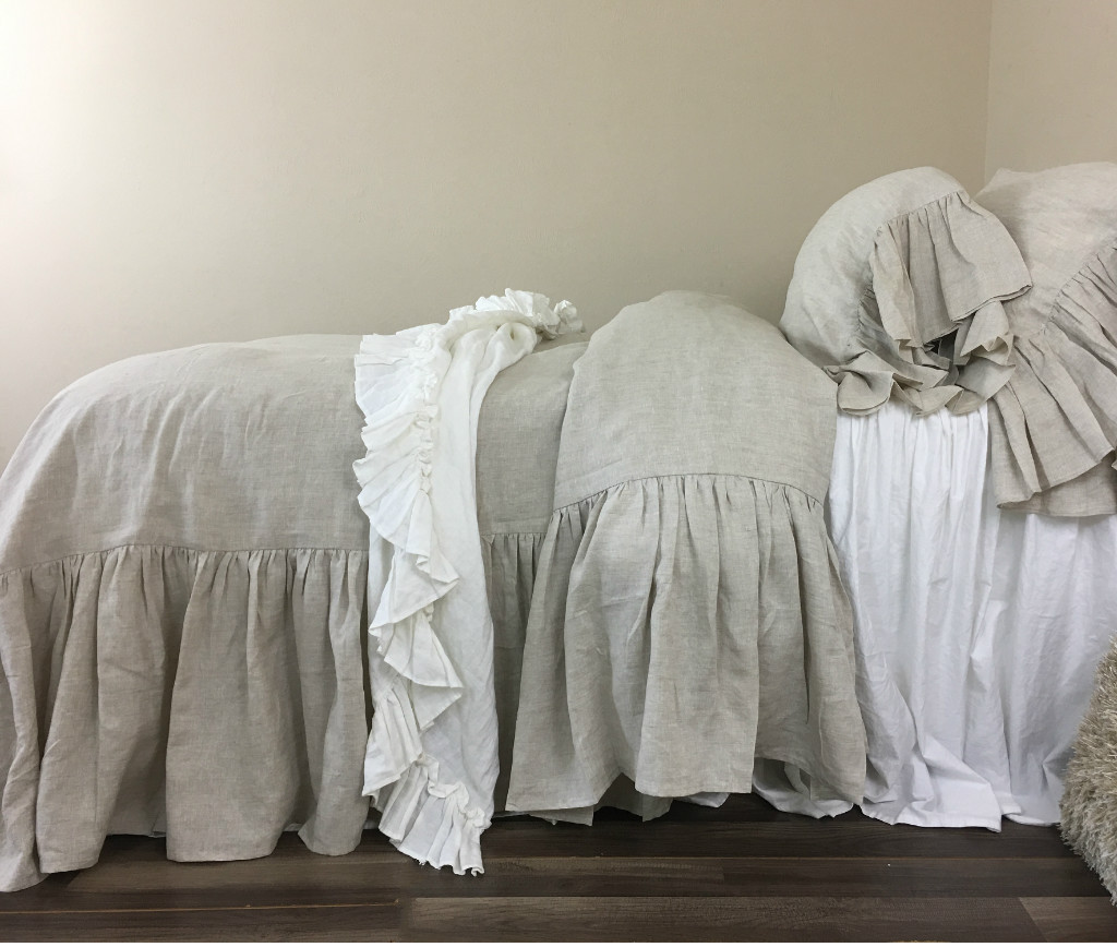 Linen Duvet Cover with Waterfall Ruffles - 40+ Fabric Choices