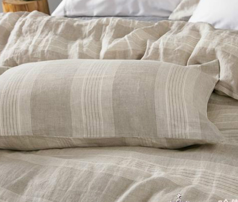 Natural Linen Striped Duvet Cover Custom Size Queen King Calif King Twin