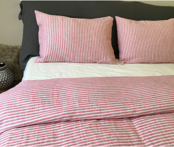 Striped Duvet Cover, Handmade in Natural Linen - Superior Custom Linens