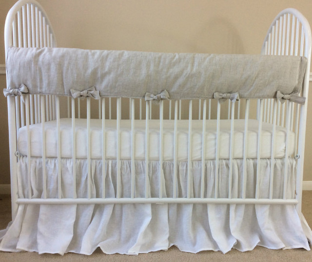 Natural Linen Rectangular Rail Cover with Piping Finish | Handcrafted ...