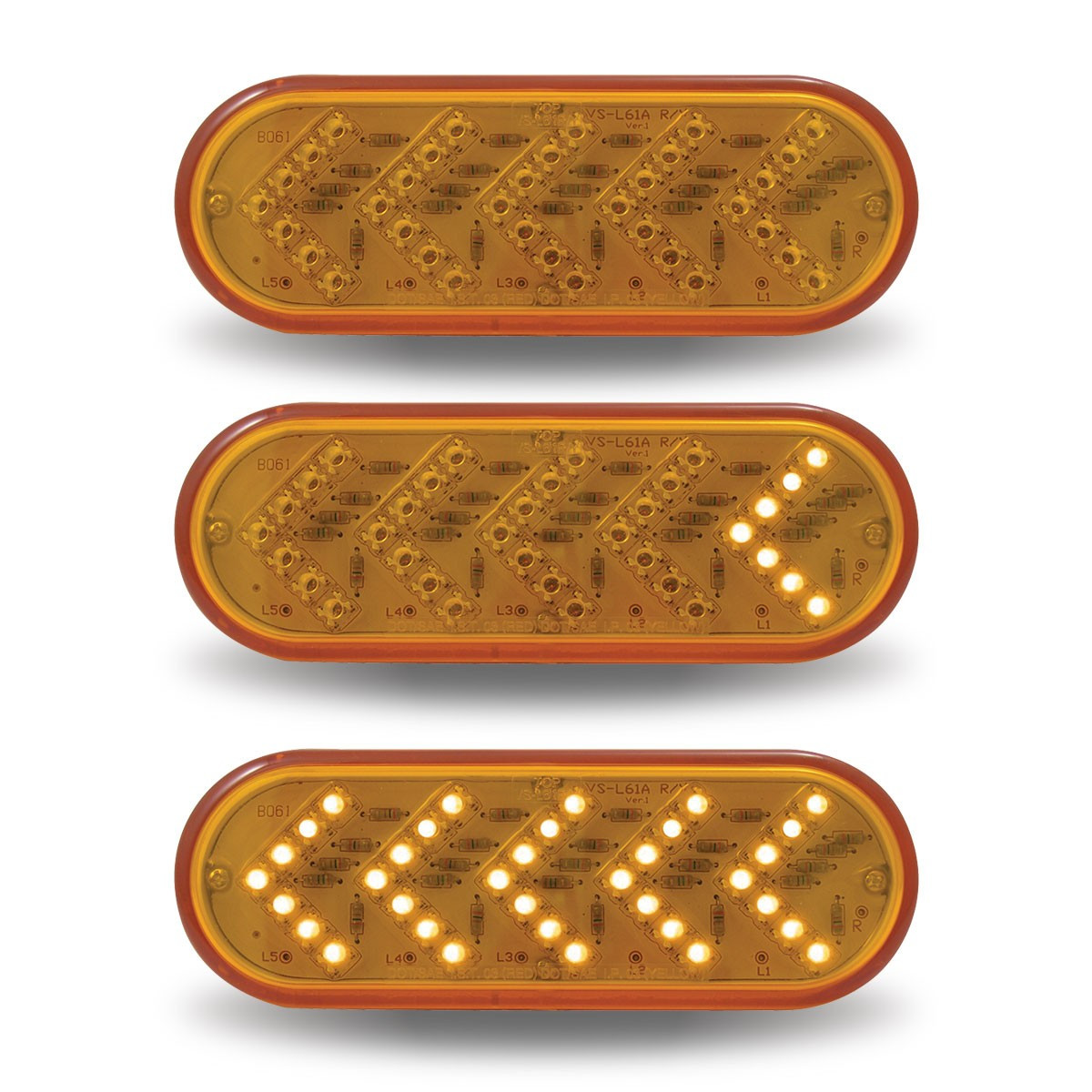 Oval Sequential Arrow Amber LED (35 Diodes) - LF Truck Centre Ltd.