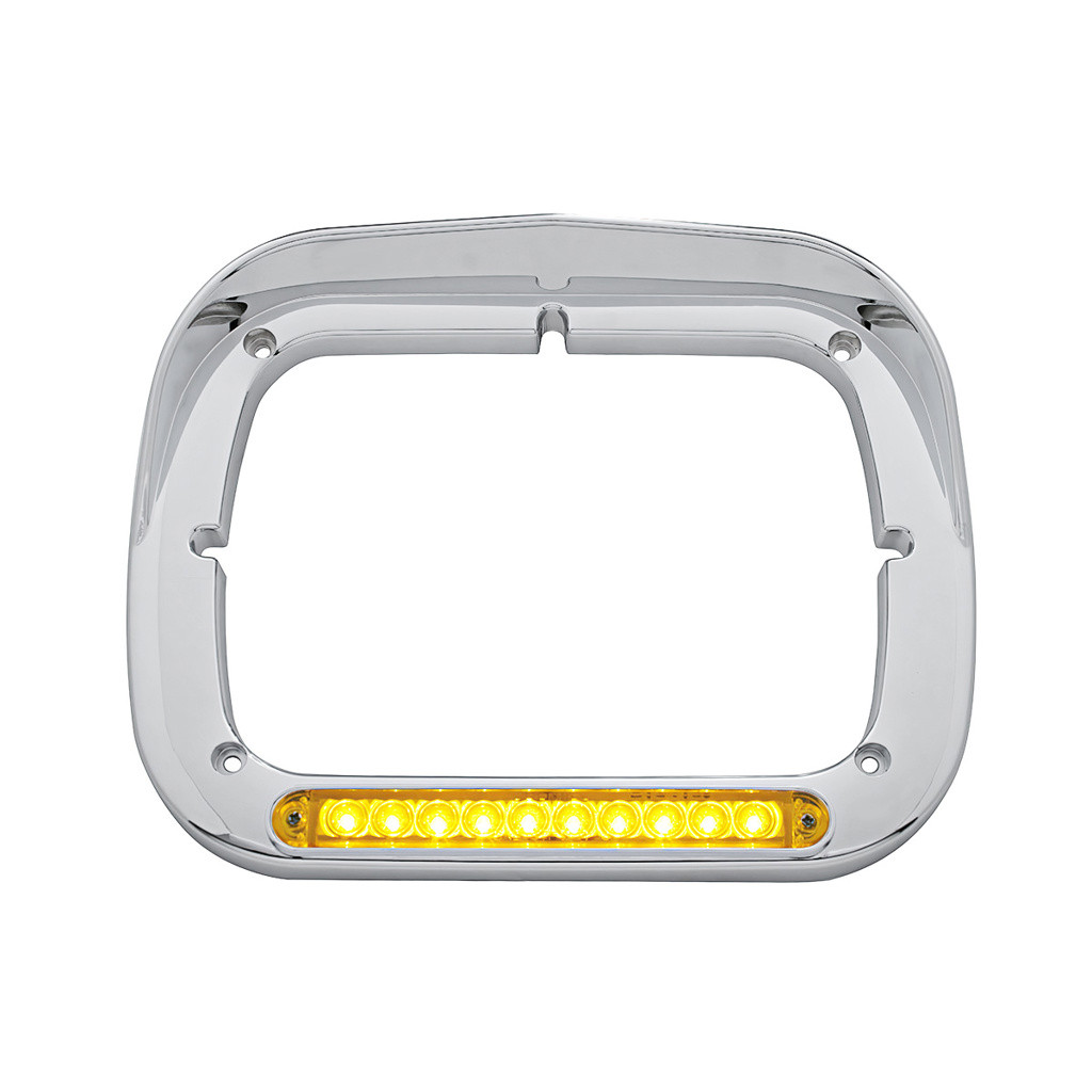 Chrome 10 Amber LED 5x7 Rectangular Headlight Bezel With Visor - LF ...