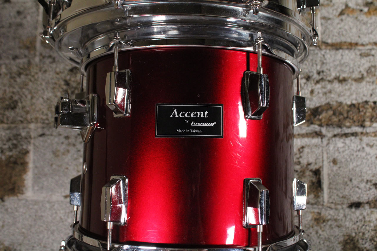 Ludwig Accent Red Sparkle 12/13/16/22/14 w/ Cymbals & Hardware (Used)