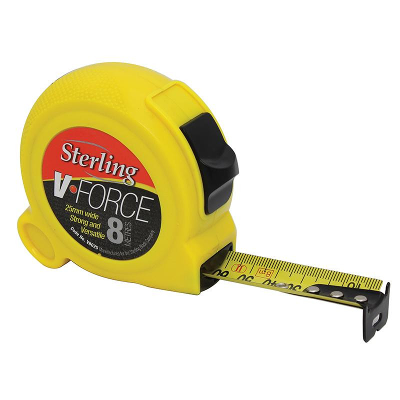 8m/27ft x 25mm V-Force Metric Imperial Measuring Tape - Cost Less Bolts