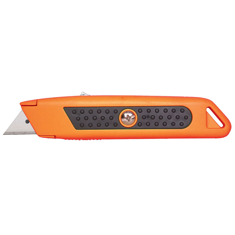 Auto-Retracting Orange Safety Knife with Rubber Grip - Cost Less Bolts