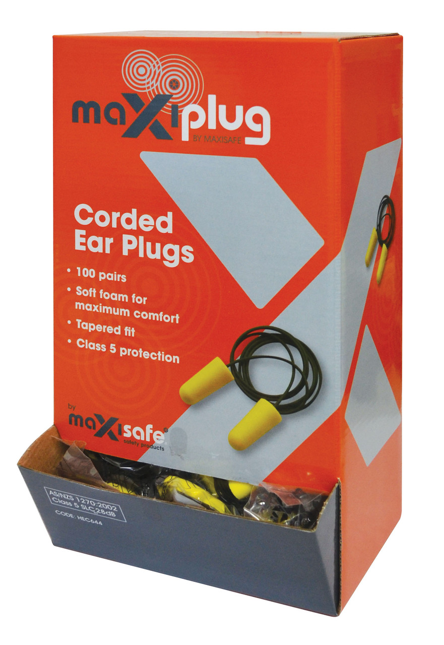 MAXIPLUG TAPERED EARPLUG CLASS 5 CORDED BOX 100 PAIRS - Cost Less Bolts