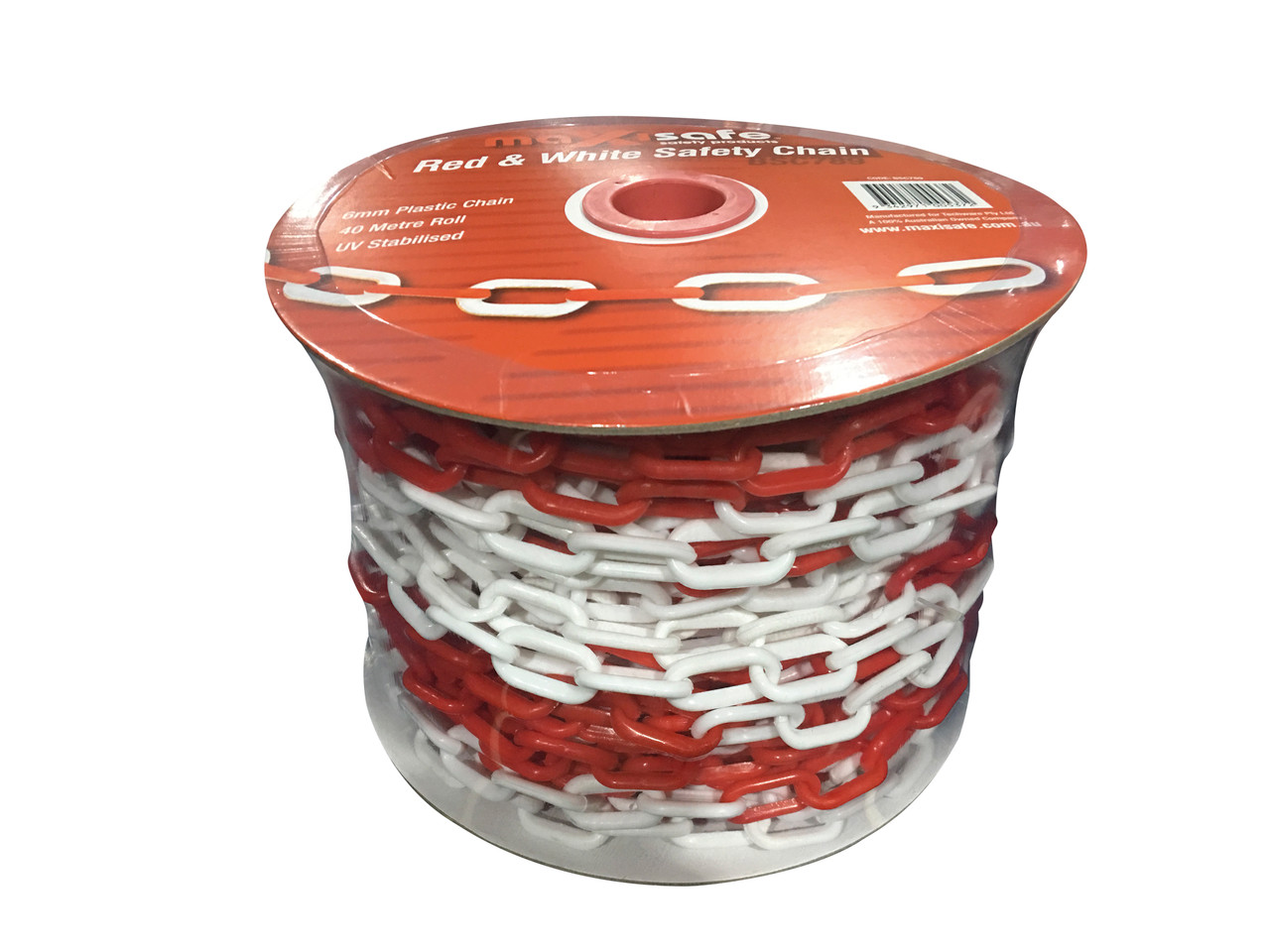 6MM X 40MTRS RED & WHITE SAFETY CHAIN - Cost Less Bolts