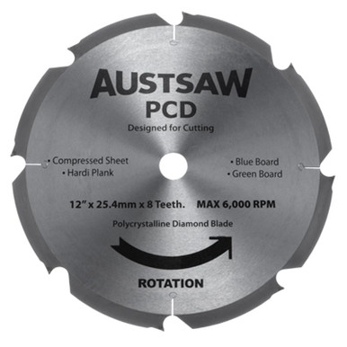 Polycrystalline Diamond Blade 25.4mm Bore 8PCD Teeth Austsaw 300mm ...