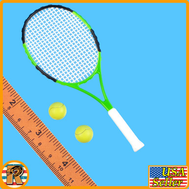 Tennis Sports - Green Tennis Racket & Balls #1 - 1/6 Scale