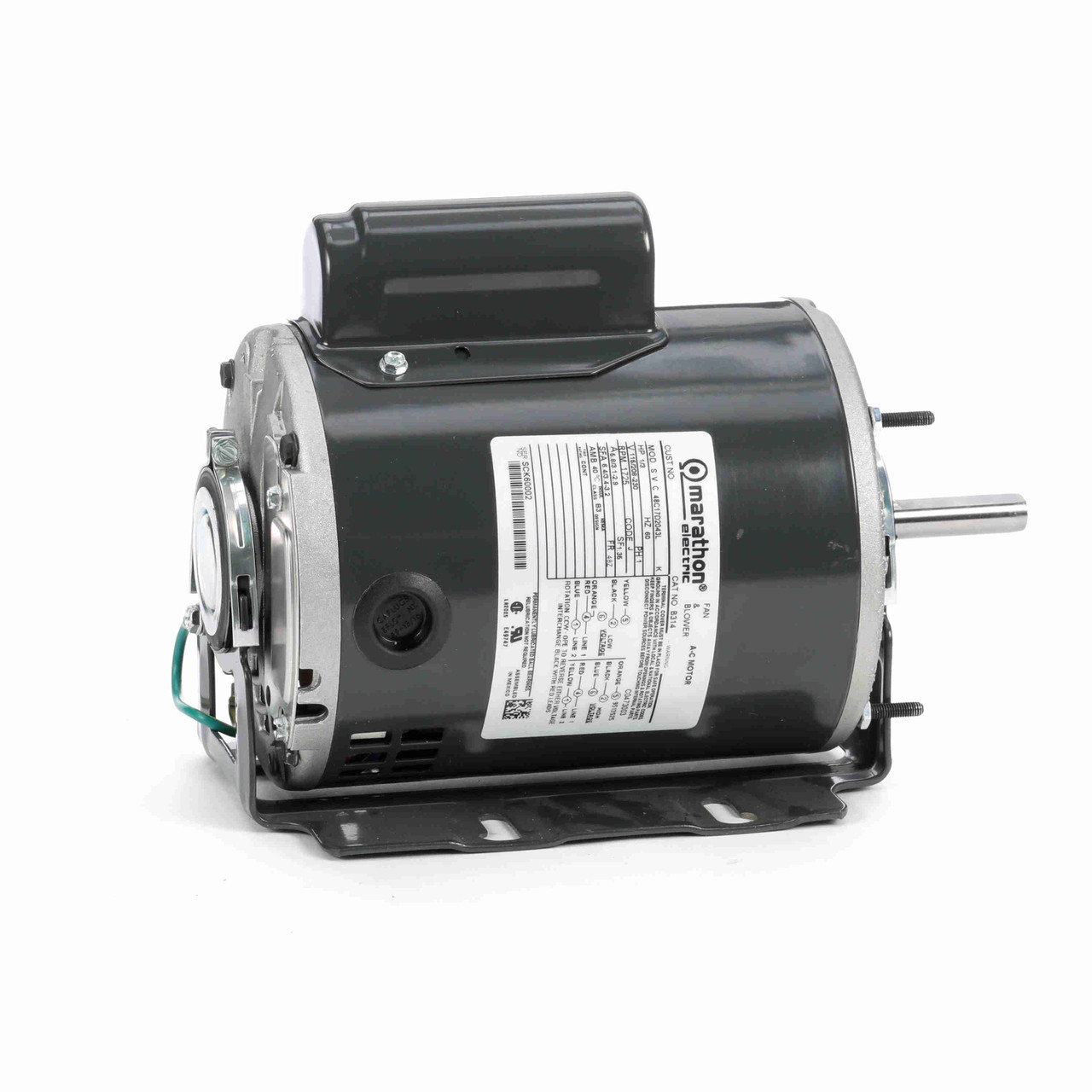 B314, 1/3 Hp, 1800 Rpm, 48YZ FR, 115/208-230 Vac, 1 PH, Dripproof ...