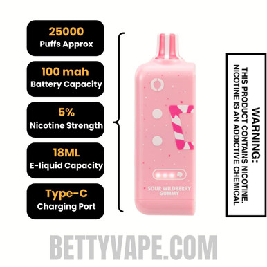 Sour Wildberry Gummy Off Stamp Sweet Cube 25K Disposable Pod