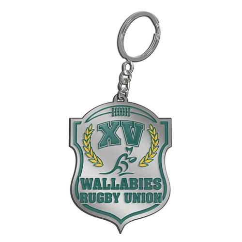 Wallabies Rugby 'XV' Metallic Crest Key Ring | OzSportsDirect