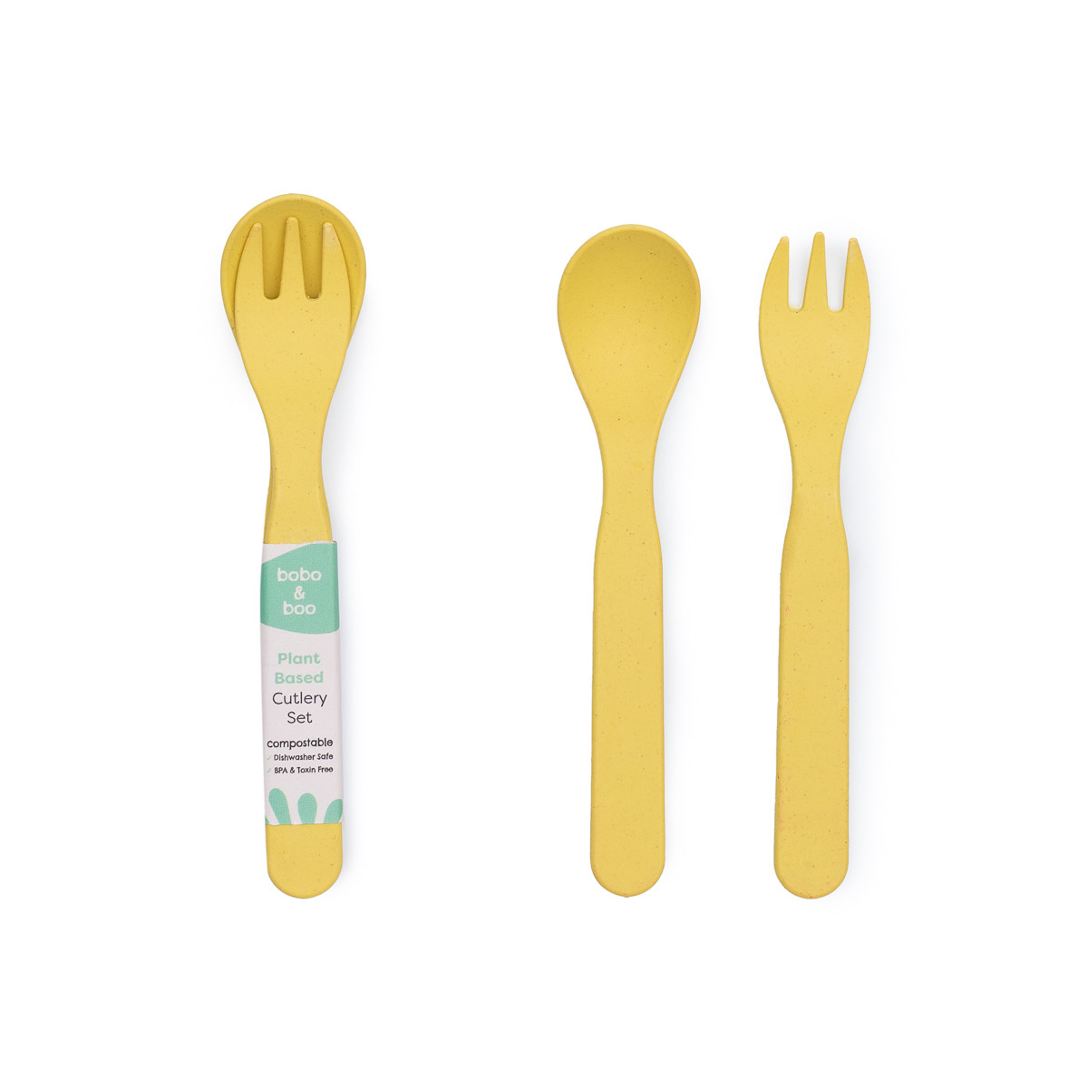 bobo&boo Plant Based Cutlery Set - Yellow - Bubbalooz
