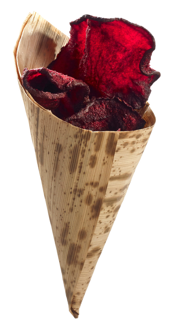 2" Diameter Bamboo Leaf Catering Cone Dish - Solia USA