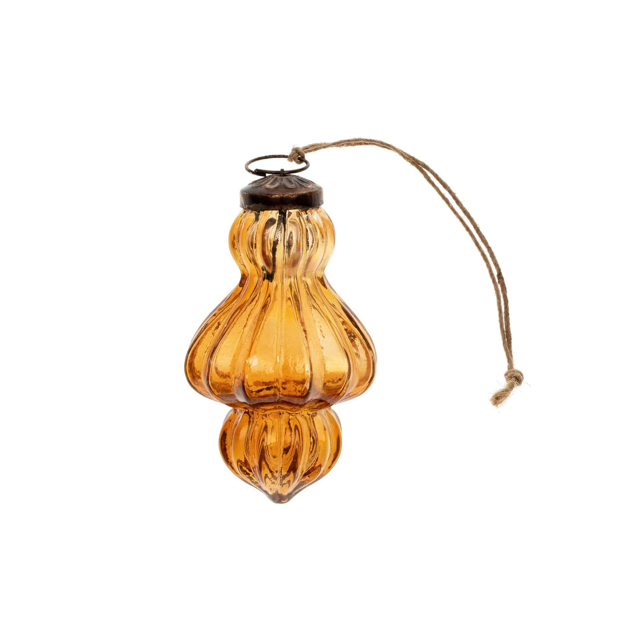 Large Glass Spindle Ornament, Amber - Kuriosities