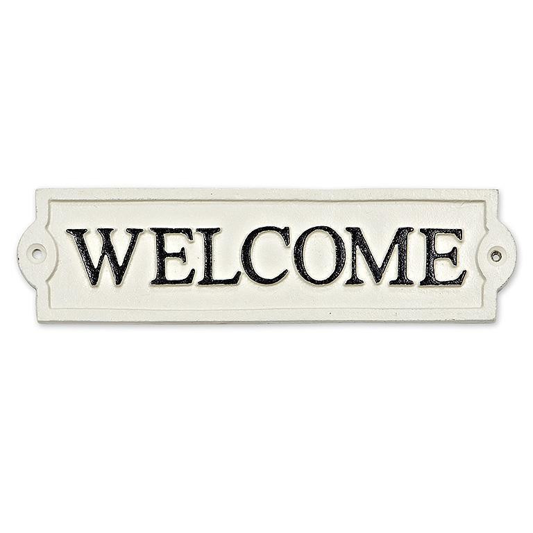 Antique White Welcome Sign - Kuriosities