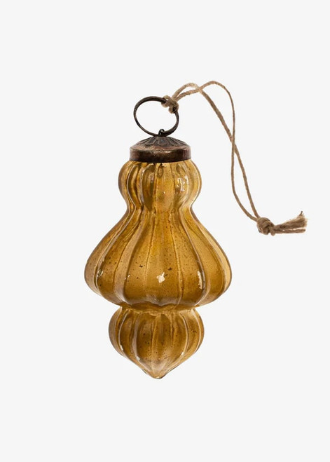 Large Glass Spindle Ornament, Gold - Kuriosities