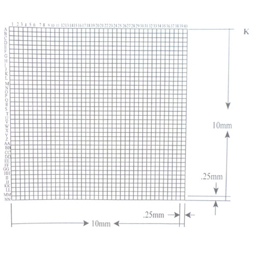 KR415A Grid Reticle 1600 Squares 10mm x 10mm Labeled